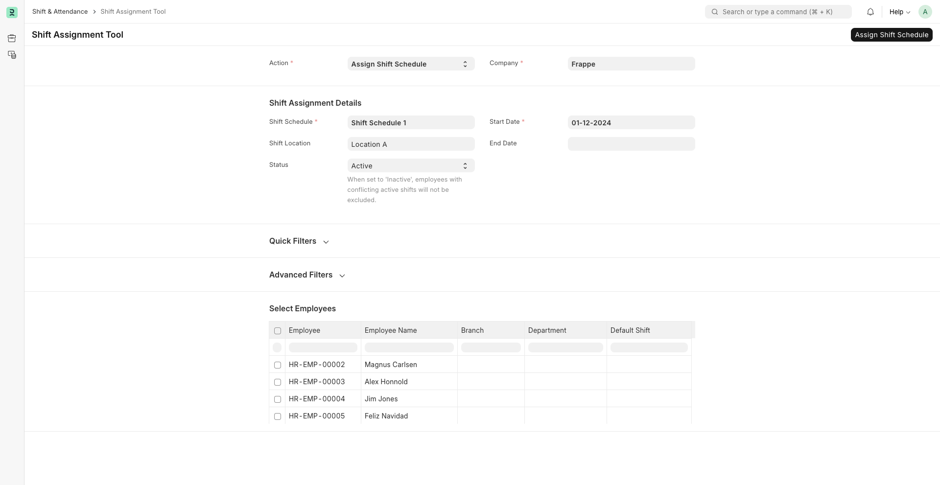 Shift Assignment Tool